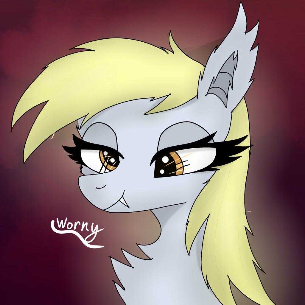 #3603518 - safe, artist:worny, derpy hooves, bat pony, g4, 2025 ...