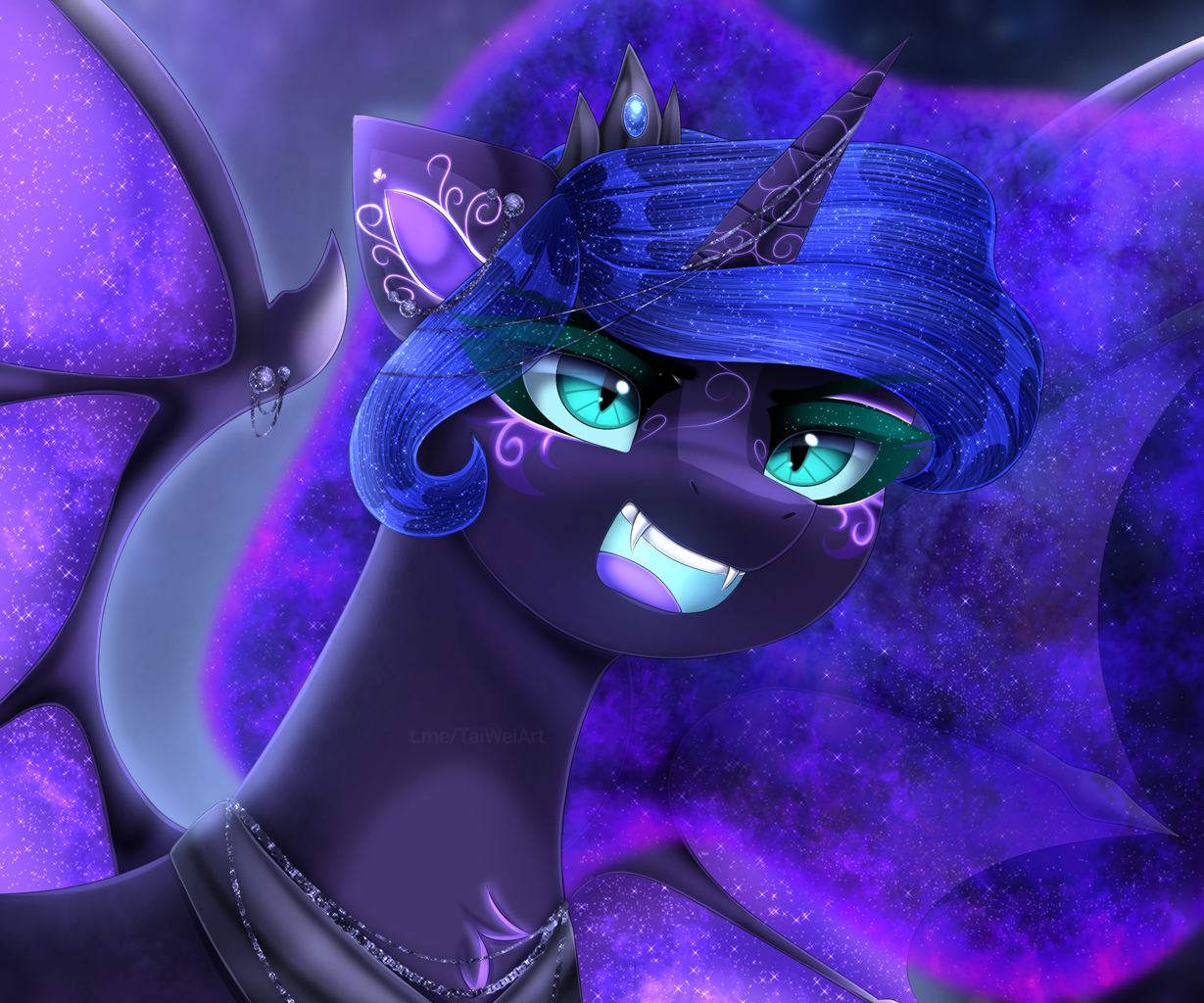 #3603735 - safe, artist:taiweiart, cosmos, nightmare moon, princess ...