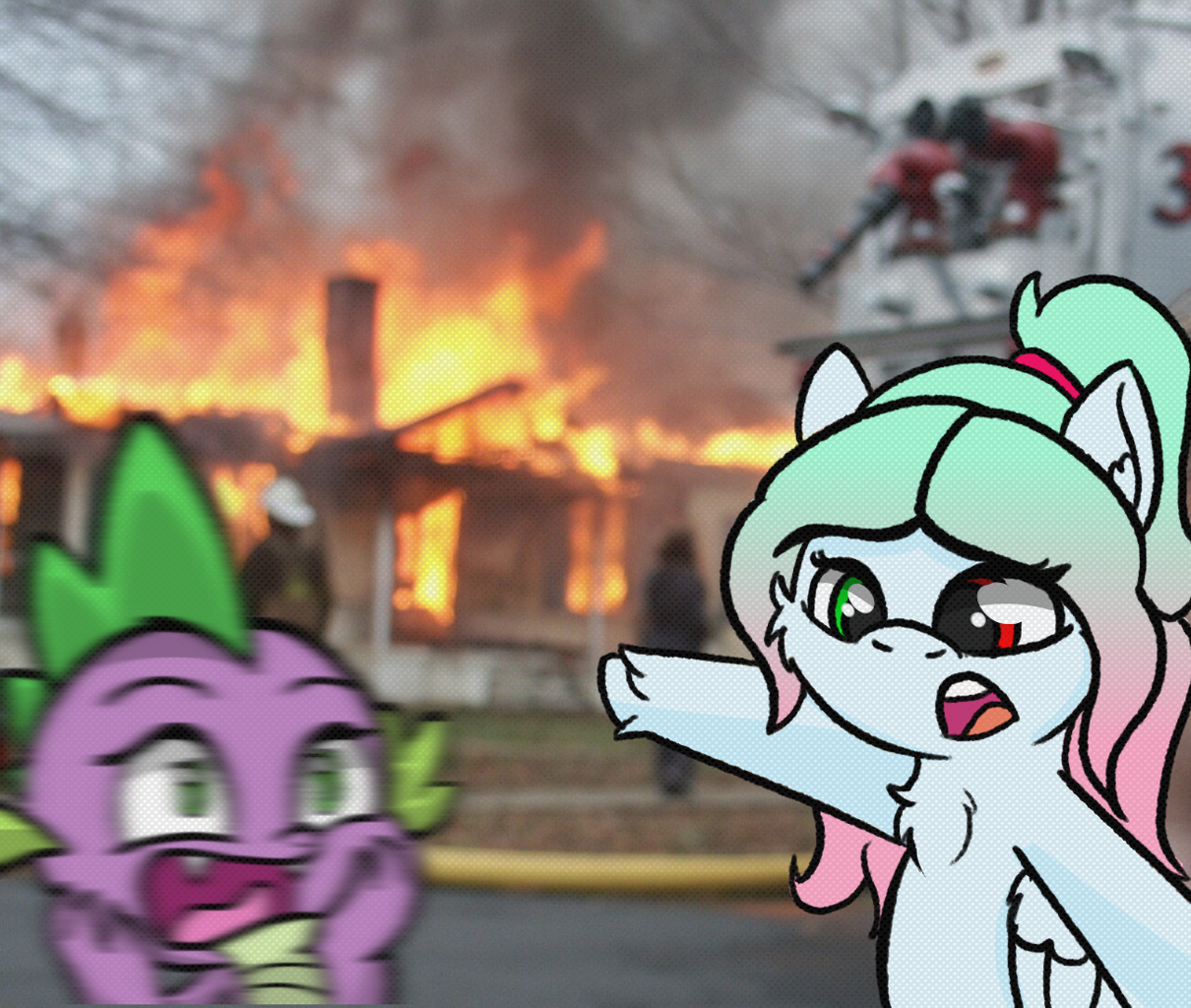 #3604690 - safe, artist:_cobalttuelatte, spike, oc, oc:cobalt skies ...