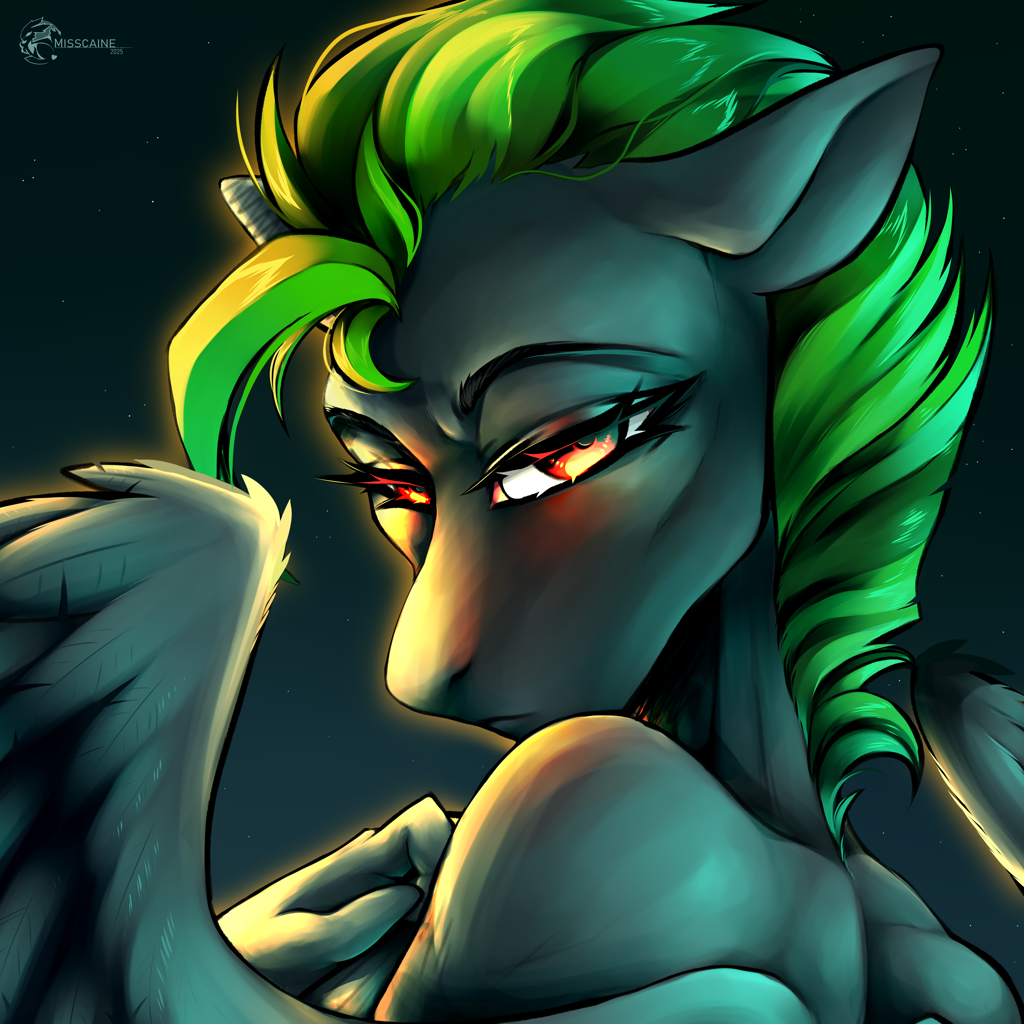 #3606076 - safe, artist:misscaine, oc, oc only, oc:flare, pegasus, anthro, lidded eyes, looking ...