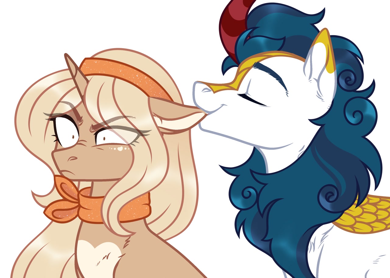 #3606120 - safe, artist:rjin, oc, oc only, oc:caramel silverrod, oc:winter solace, kirin, pony ...