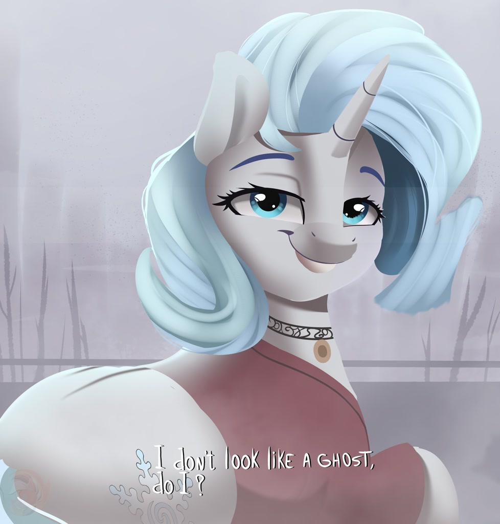 #3607065 - safe, artist:joaothejohn, oc, oc only, oc:frosty skarp, pony, unicorn, choker ...