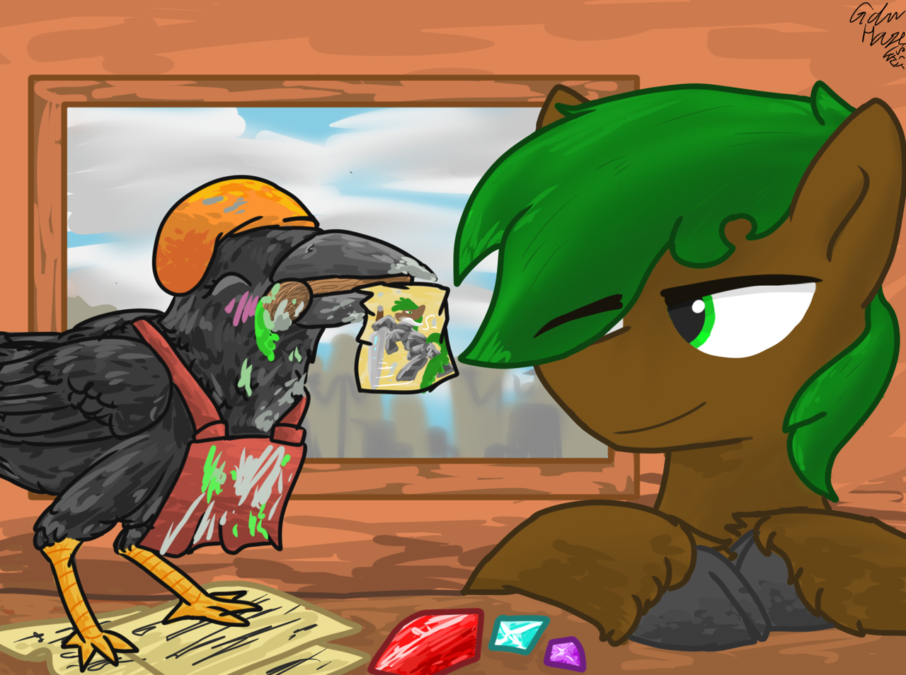 #3597909 - safe, oc, bird, crow, earth pony, pony, a quiet rune scribe - Derpibooru