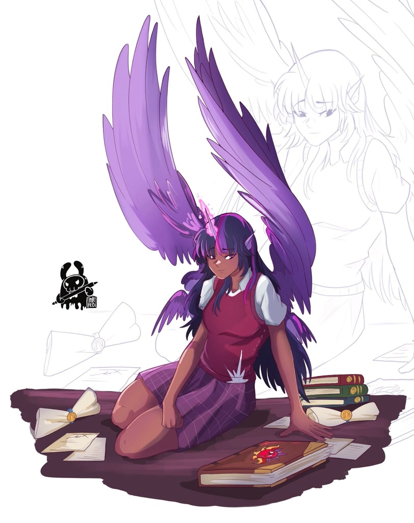 #3608990 - safe, artist:inkrred, twilight sparkle, human, g4, alicorn ...