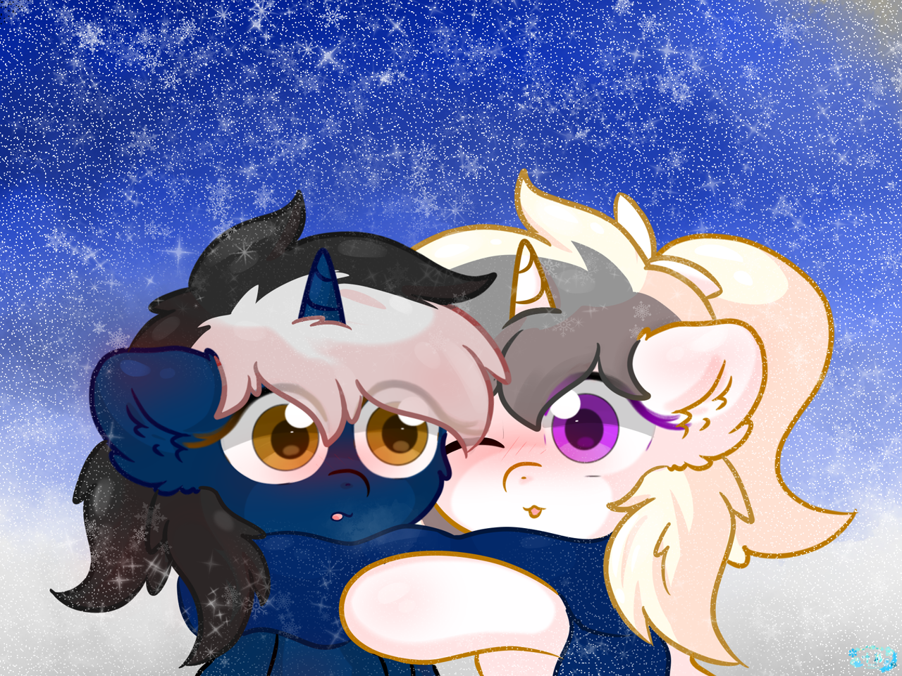 #3609030 - safe, artist:kigxyi, oc, oc:dark galaxy, oc:秋葵, pony, unicorn, horn, unicorn oc ...