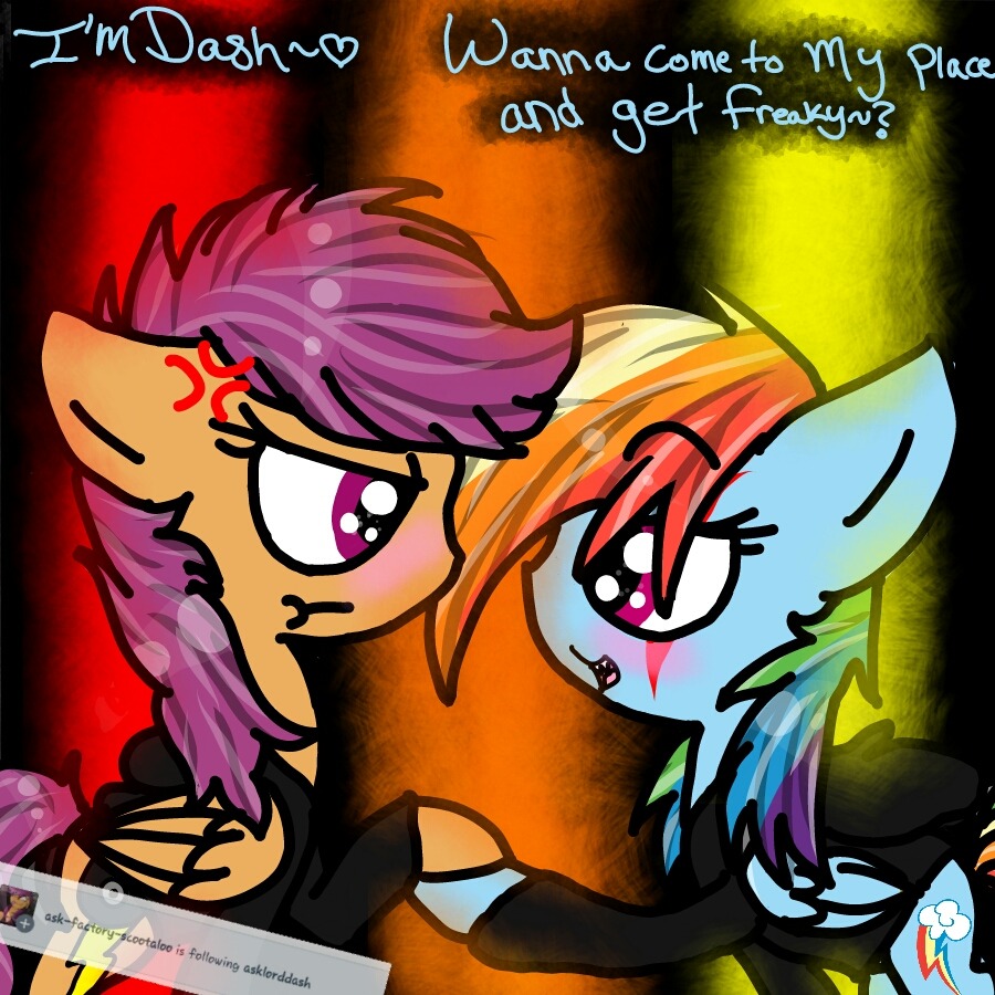 #3609364 - safe, artist:asklorddash, rainbow dash, scootaloo, pegasus, pony, fanfic:rainbow ...