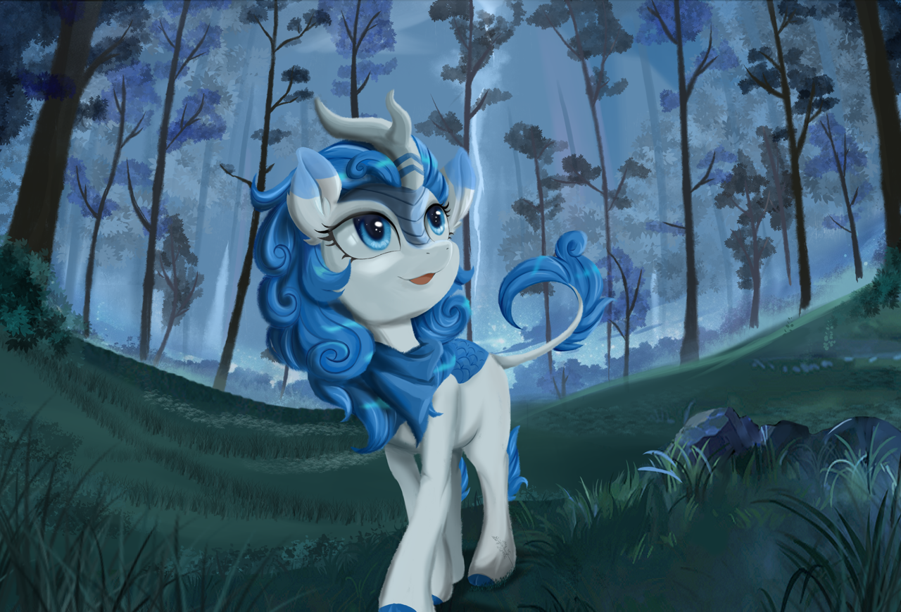 #3609968 - safe, artist:emaobj, oc, kirin, forest, grass, kirin oc ...