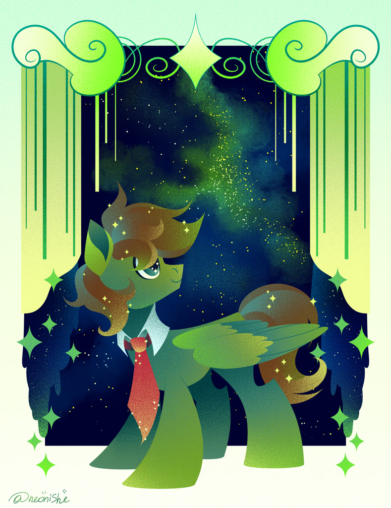 #3609974 - safe, artist:neonishe, oc, oc only, pegasus, clothes, solo, stars - Derpibooru