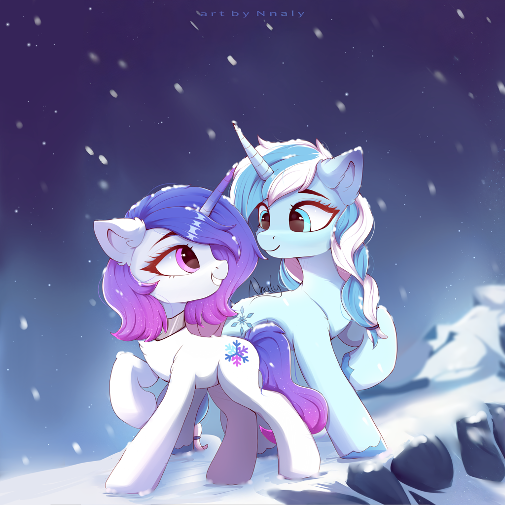 #3610024 - safe, artist:nnaly, oc, oc only, oc:aquamarine snow, oc:frosty icepeaks, pony ...