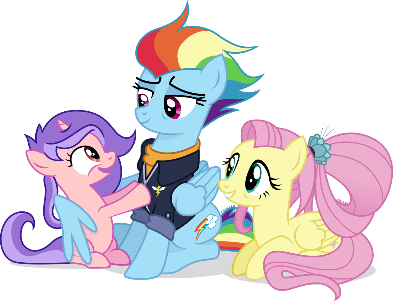 #3611445 - safe, artist:cirillaq, fluttershy, rainbow dash, oc, oc ...