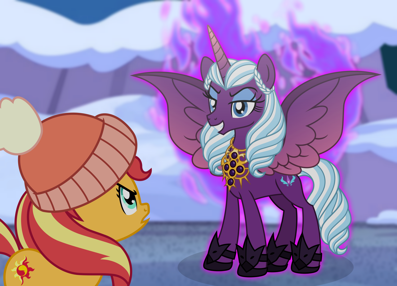 #3611503 - safe, artist:emeraldblast63, opaline arcana, sunset shimmer, alicorn, pony, unicorn ...