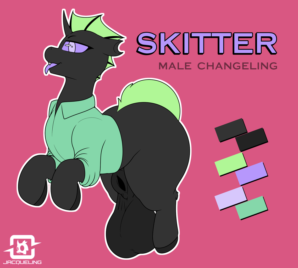 #3613459 - explicit, artist:jacqueling, oc, oc only, oc:skitter, changeling, adoptable, balls ...