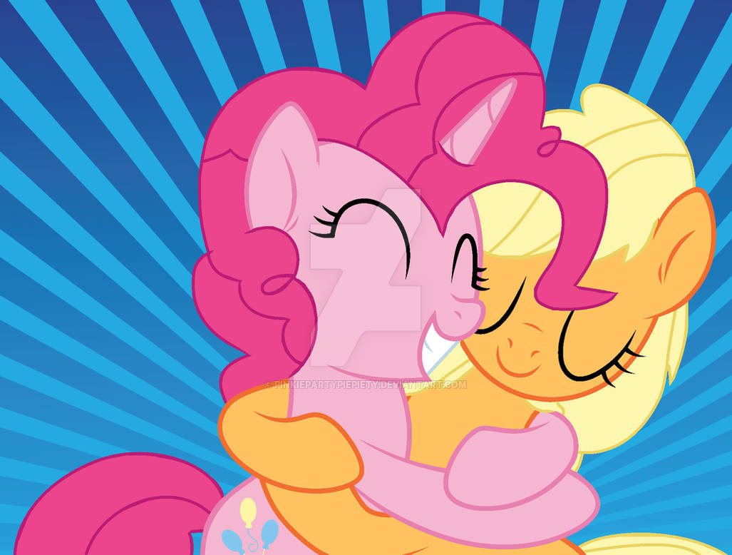 #3613833 - safe, artist:pinkiepartypiepiety, applejack, pinkie pie, earth pony, pony, unicorn ...
