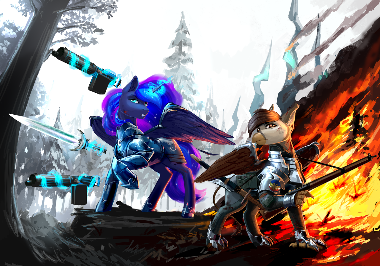 #3598490 - safe, artist:kelkessel, princess luna, oc, oc:darien ...