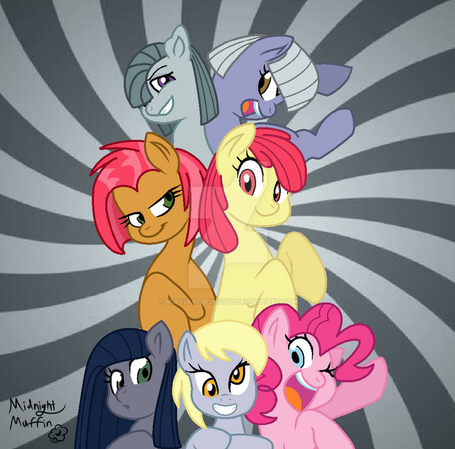 #3614299 - safe, artist:muffinatmidnight, apple bloom, babs seed, derpy ...