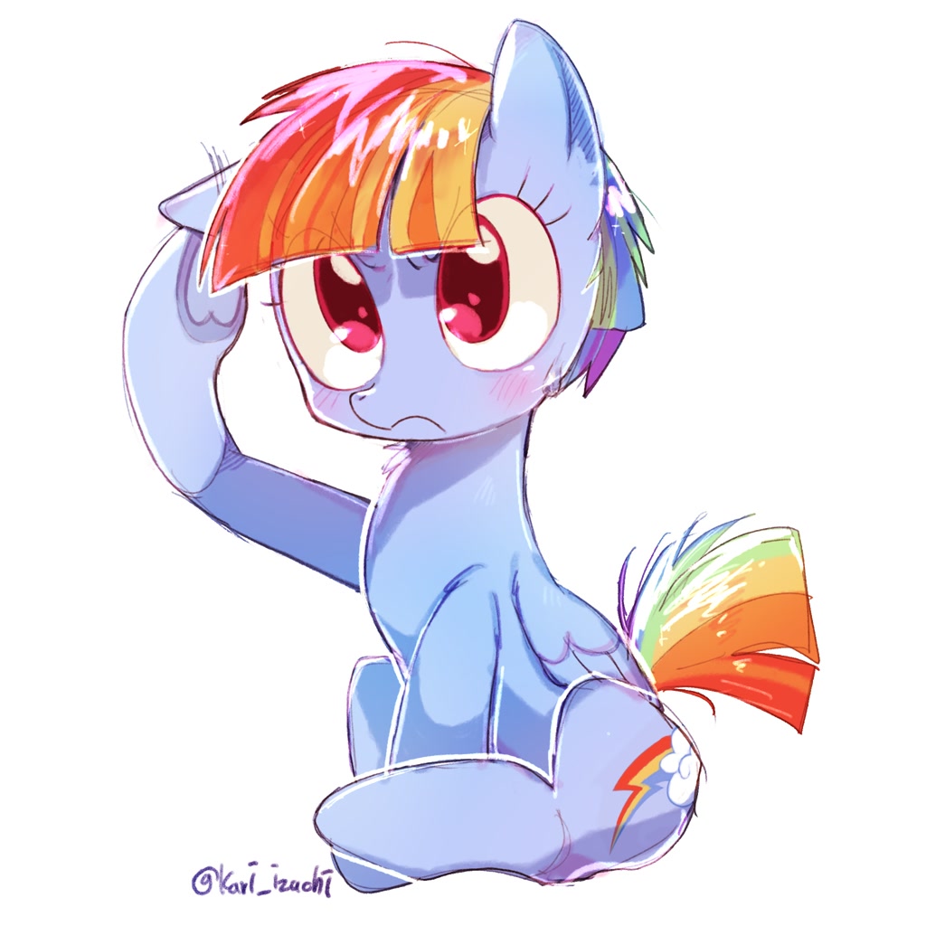 #3614331 - safe, artist:izuchi, rainbow dash, pegasus, pony, g4, alternate hairstyle, bangs ...