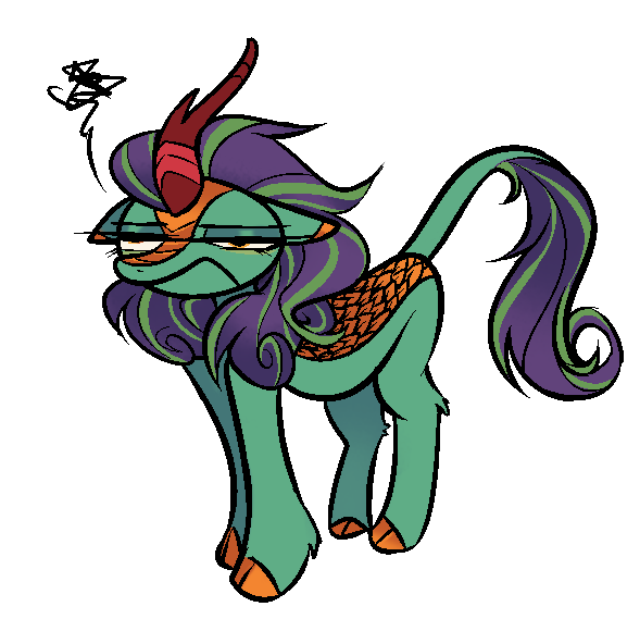 #3599233 - safe, artist:madragon, derpibooru exclusive, oc, oc only, kirin, annoyed, derp, horn ...