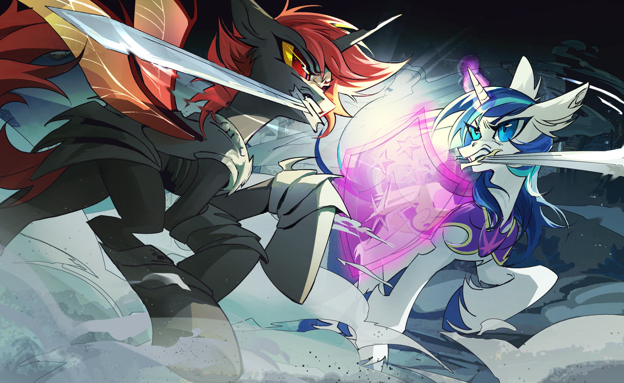 #3600020 - safe, artist:teturirusu, shining armor, oc, oc:pyraxis ...