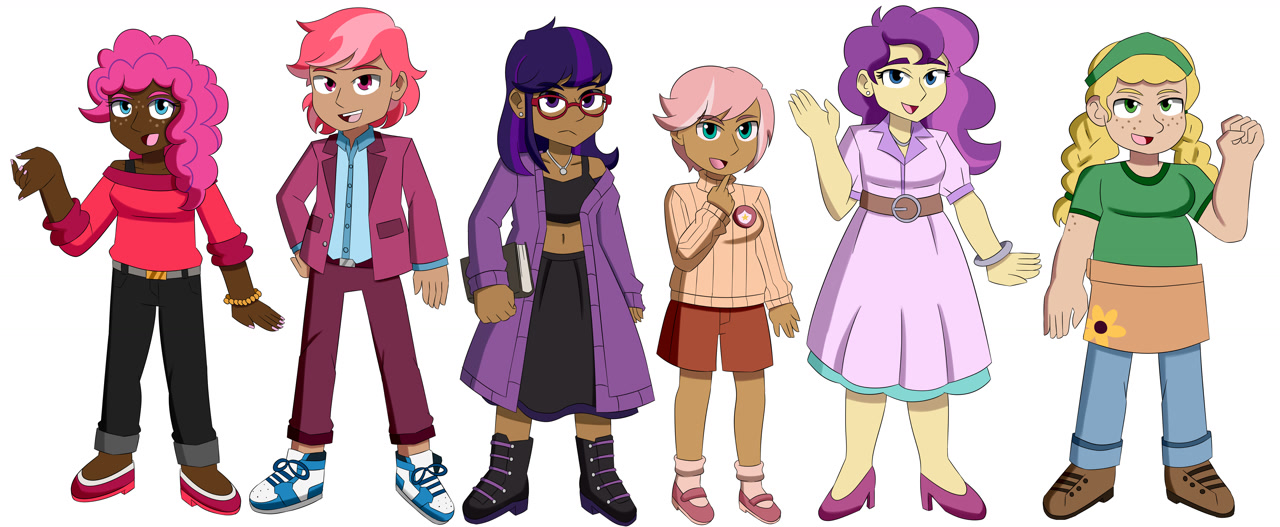 #3602056 - safe, artist:ashleyponies, oc, oc only, oc:flicker (g5), oc:gemme, oc:moss blossom ...