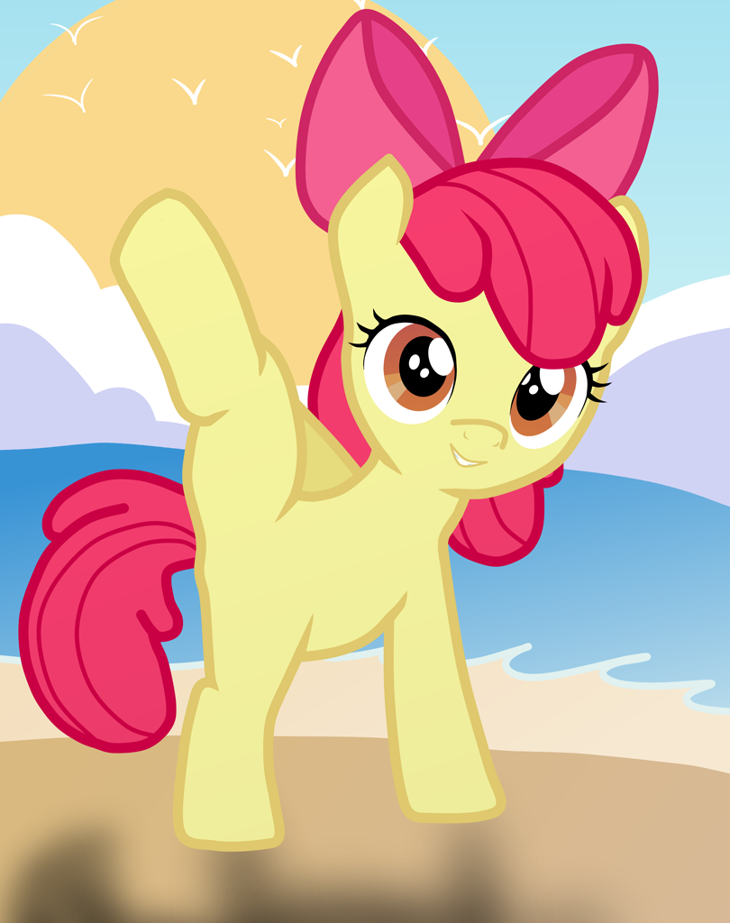 #3602234 - safe, artist:the_real_paloma, apple bloom, earth pony, pony, g4, beach, bloom butt ...