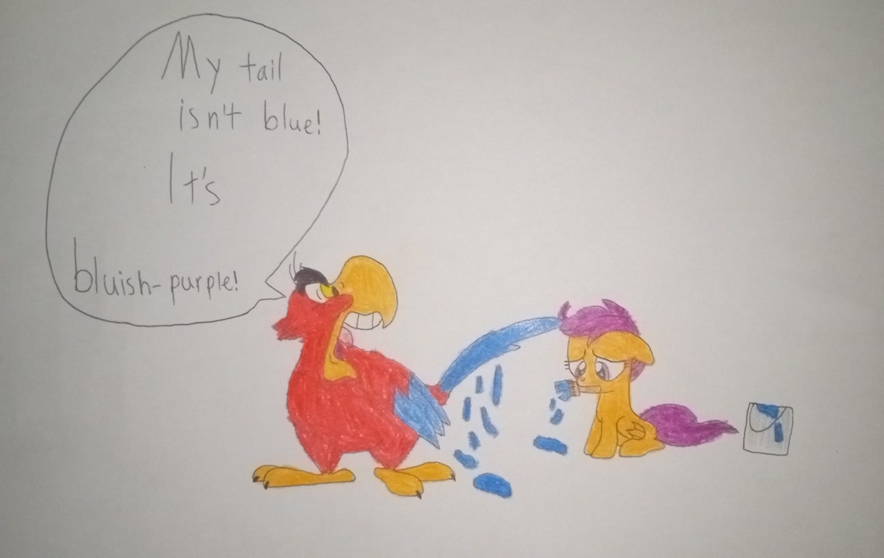 #3602272 - safe, artist:aa68., derpibooru exclusive, scootaloo, bird ...