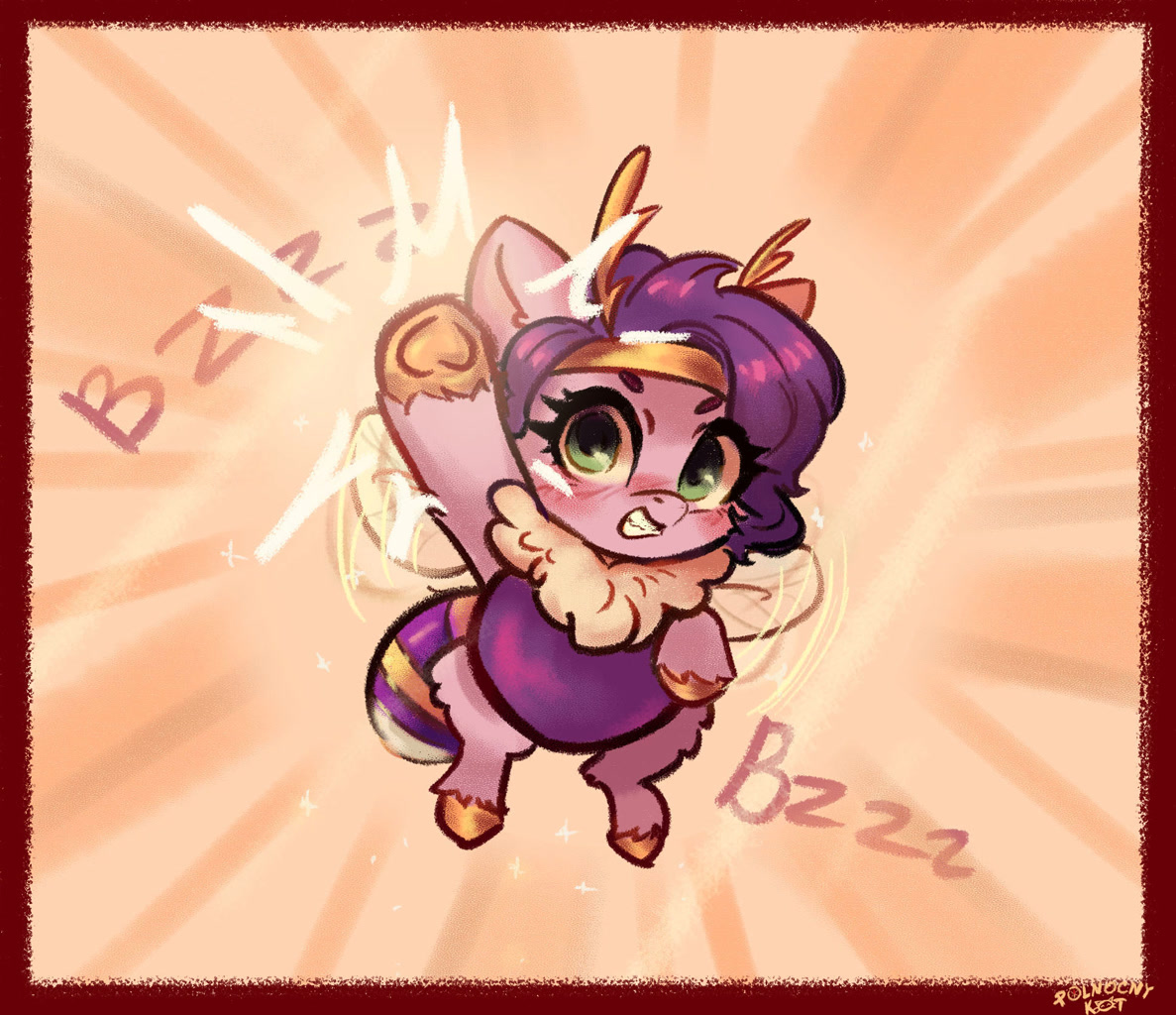 #3602434 - safe, artist:polnocnykot, pipp petals, bee, bee pony ...