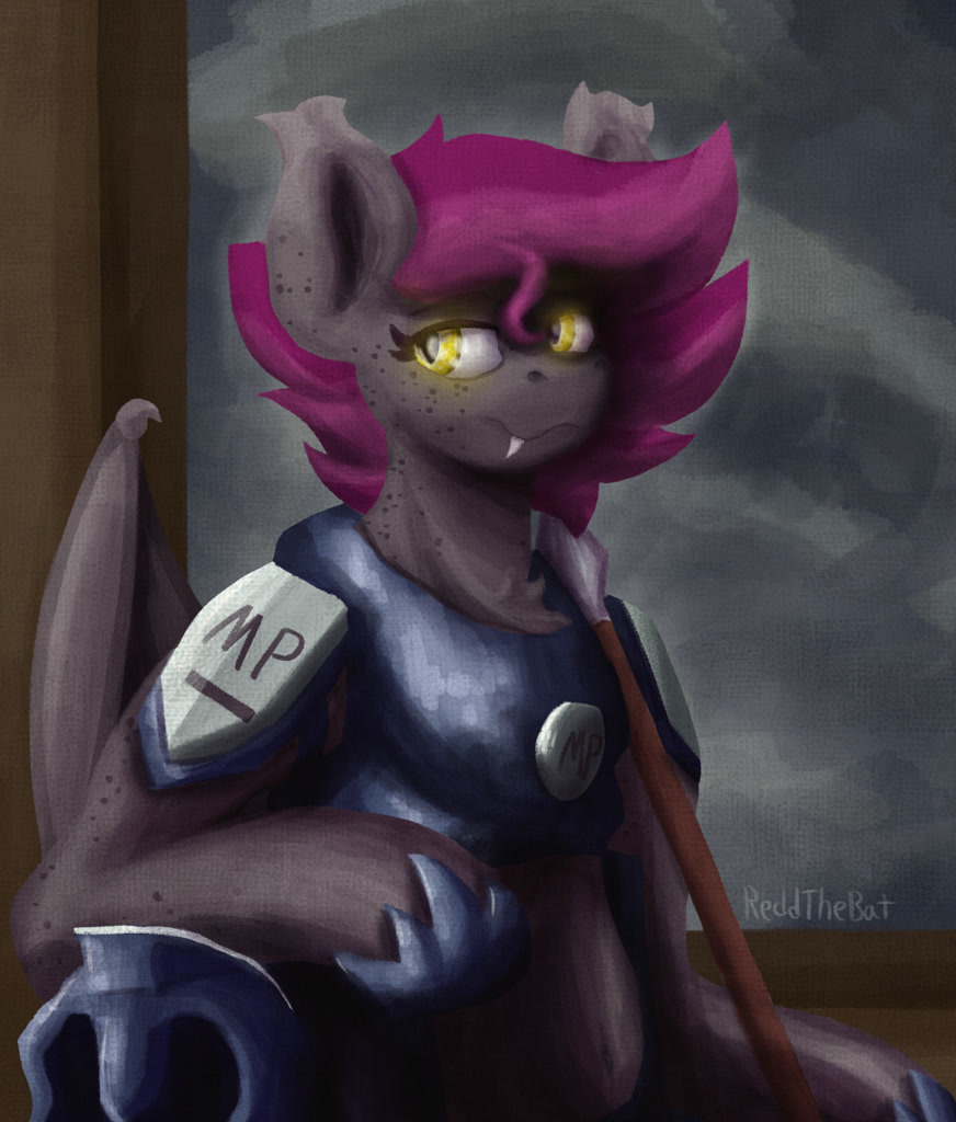 #3615425 - safe, artist:reddthebat, oc, oc:selena (reddthebat), bat pony, pony, armor, bat pony ...