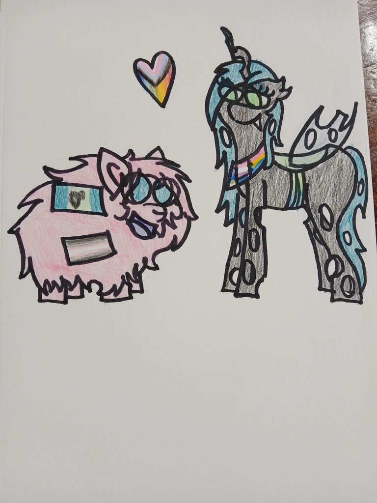 #3621830 - safe, artist:salty air, queen chrysalis, oc, oc:fluffle puff ...