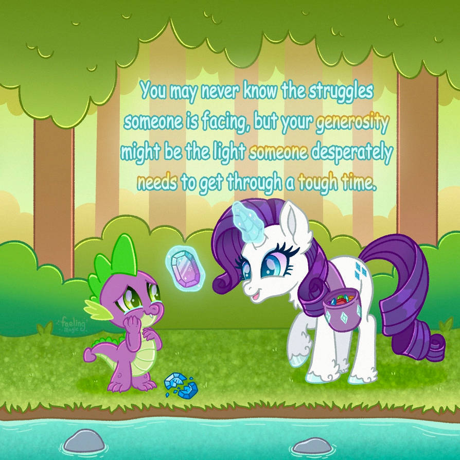 #3621910 - safe, artist:faelingmagic, rarity, spike, dragon, pony, unicorn, g4, bag, bush, chest ...