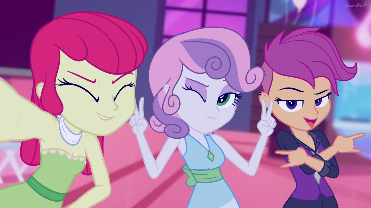#3622994 - safe, artist:neongothic, apple bloom, scootaloo, sweetie ...