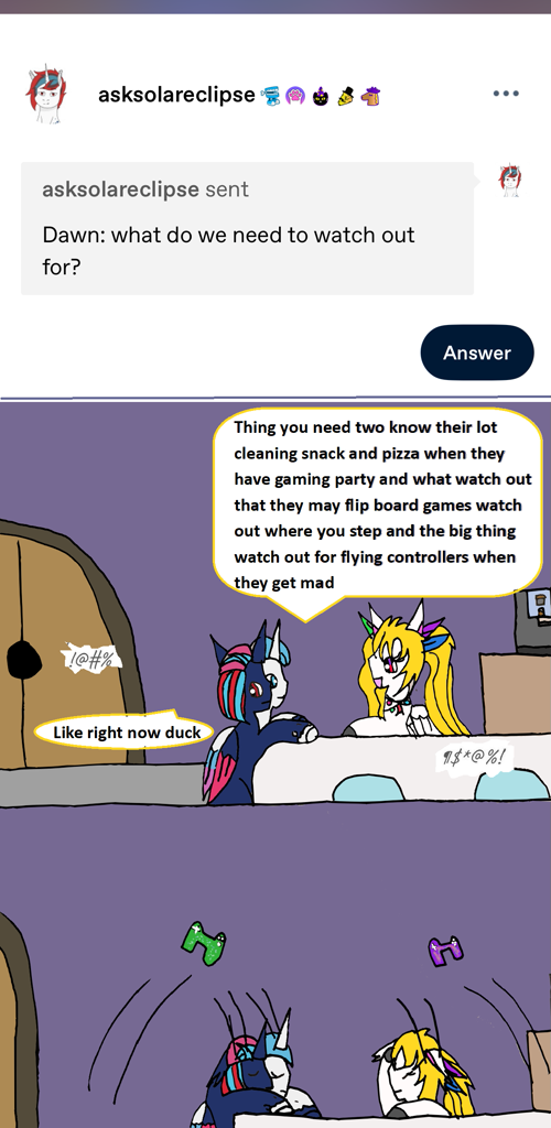 #3624835 - safe, artist:ask-luciavampire, oc, oc:dusk & dawn, oc:megumi evening, alicorn ...