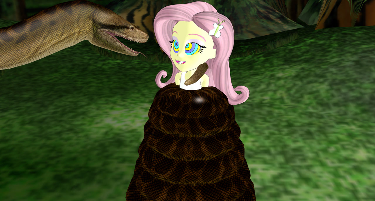 #3626053 - safe, artist:a-new-recipeh, fluttershy, human, snake ...