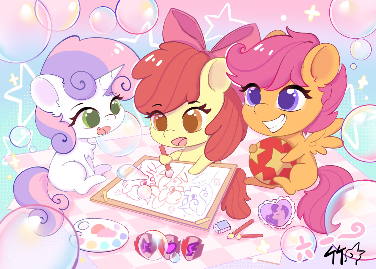 #3616283 - safe, artist:co306012, apple bloom, scootaloo, sweetie belle ...