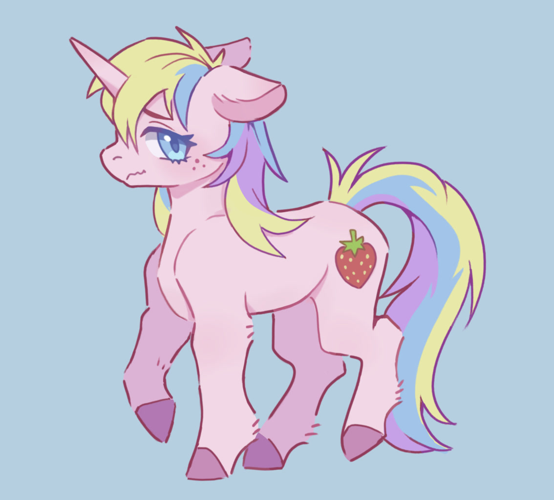 #3616614 - safe, artist:flaming-trash-can, holly dash, pony, unicorn, g4, blue background ...