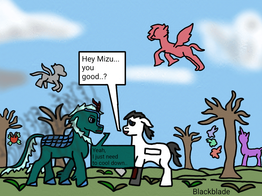 #3616967 - safe, artist:blackblade360, oc, oc only, oc:calkie, oc:mizu ...