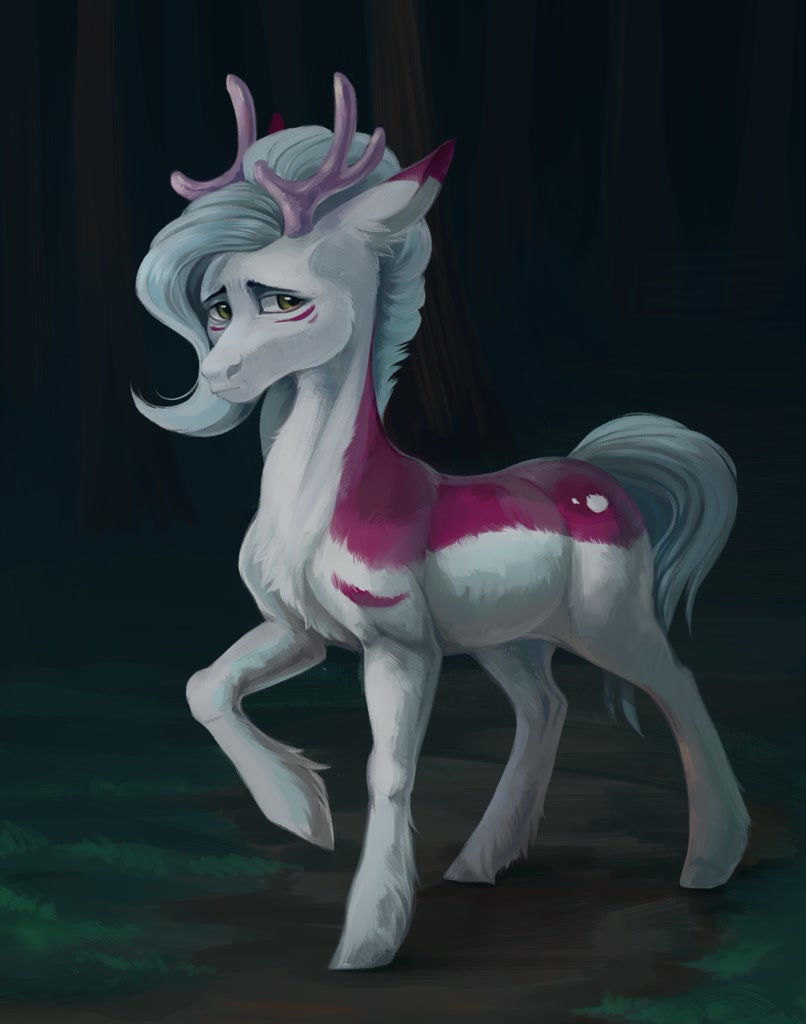 #3618357 - safe, artist:zzruo, oc, oc only, deer, deer pony, hybrid, original species, pony ...