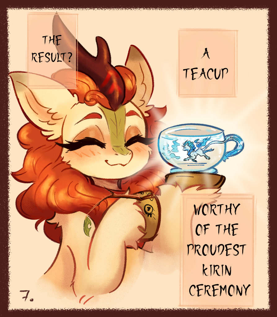 #3619767 - safe, artist:polnocnykot, autumn blaze, kirin, comic:kirin art therapy, g4, blushing ...