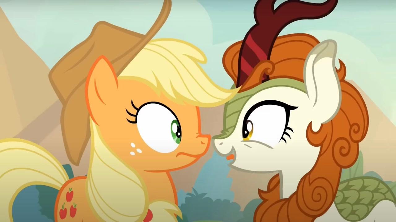 #3633531 - safe, screencap, applejack, autumn blaze, earth pony, kirin ...