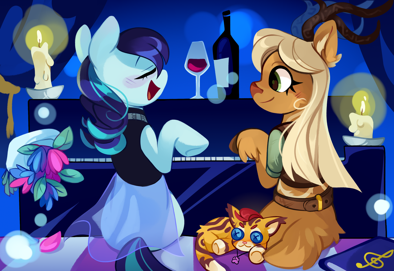 #3638438 - safe, artist:anotherdeadrat, coloratura, oc, deer, deer pony, earth pony, hybrid ...