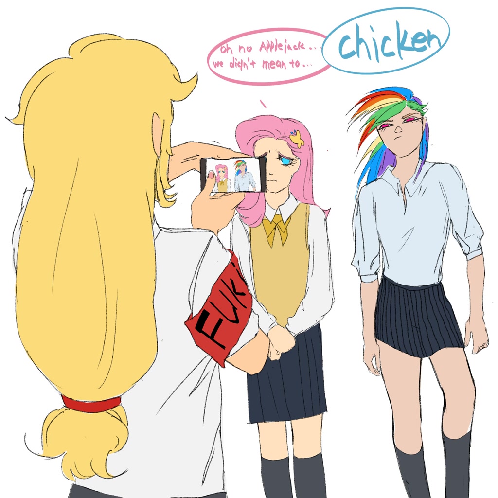 #3645512 - safe, artist:diofuck, applejack, fluttershy, rainbow dash ...