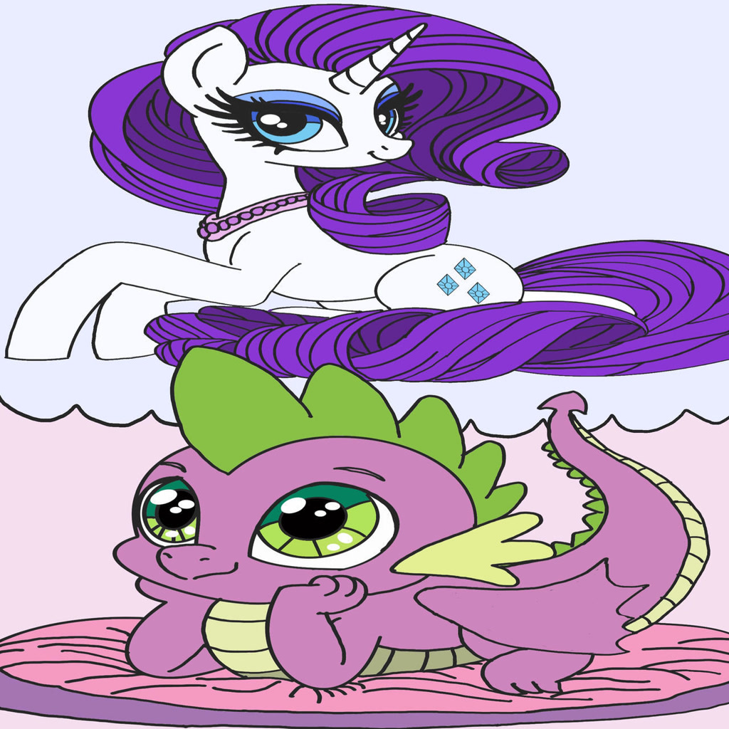 #3647754 - safe, artist:tere35, rarity, spike, dragon, pony, unicorn, g4, age difference, cute ...