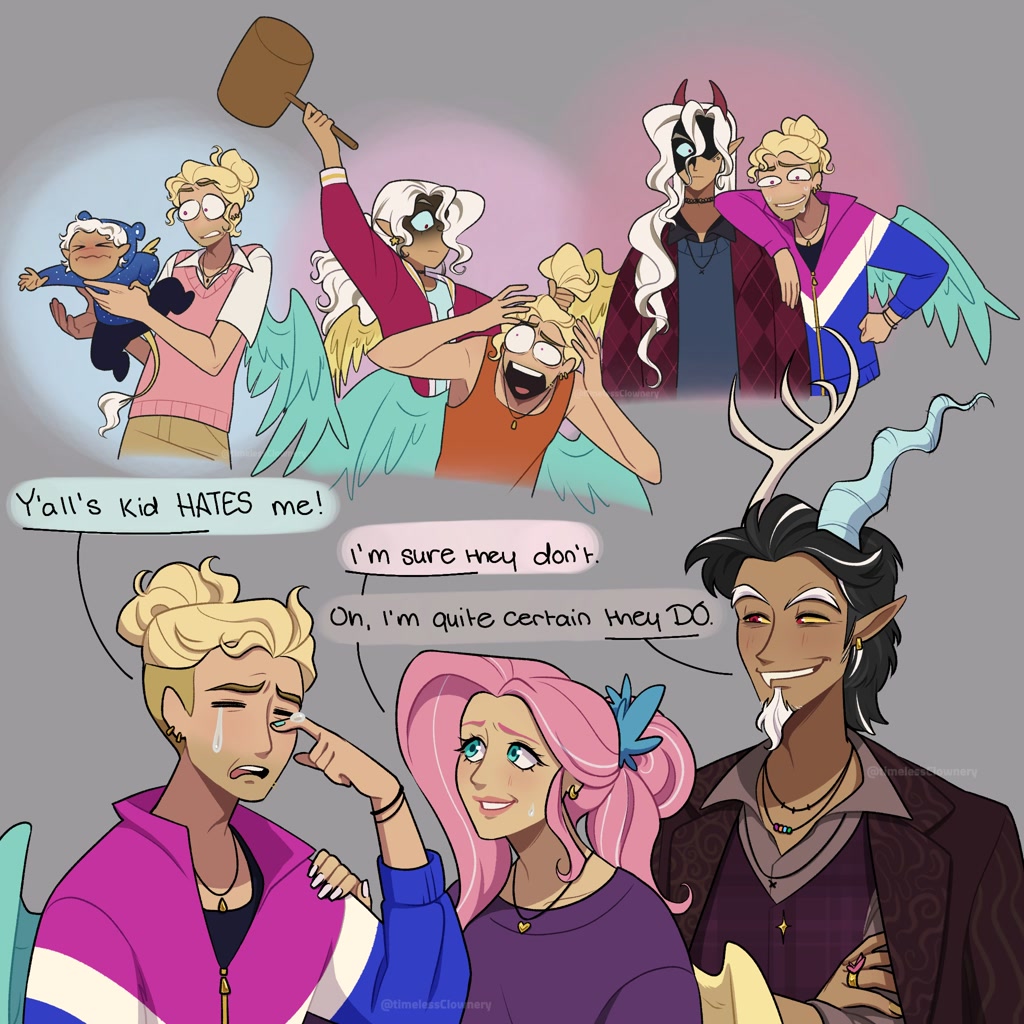 #3648891 - safe, artist:timelessclownry, discord, fluttershy, zephyr ...