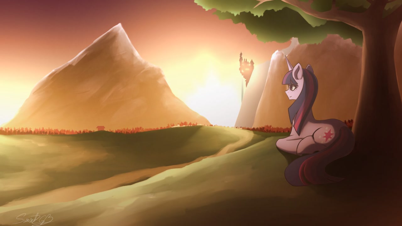 #3635112 - safe, artist:sunsetzg3, twilight sparkle, unicorn, g4, canterlot, female, field ...