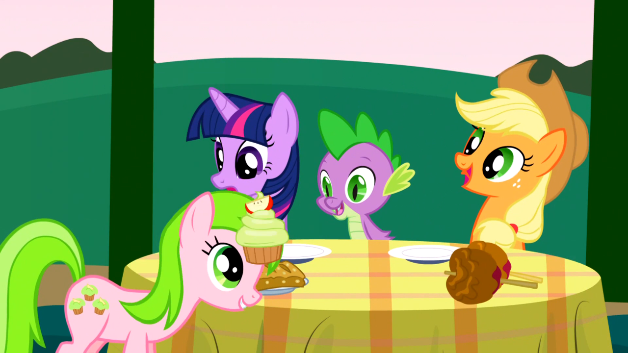 #3638180 - safe, screencap, applejack, red gala, spike, twilight ...