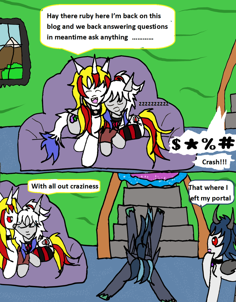 #3664736 - safe, artist:ask-luciavampire, oc, oc:dusk cross, oc:rasazy misao, oc:ruby ...