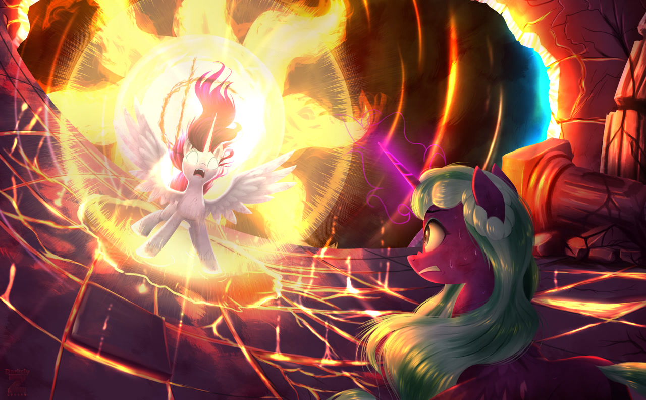 #3680345 - safe, artist:darksly, opaline arcana, princess celestia ...