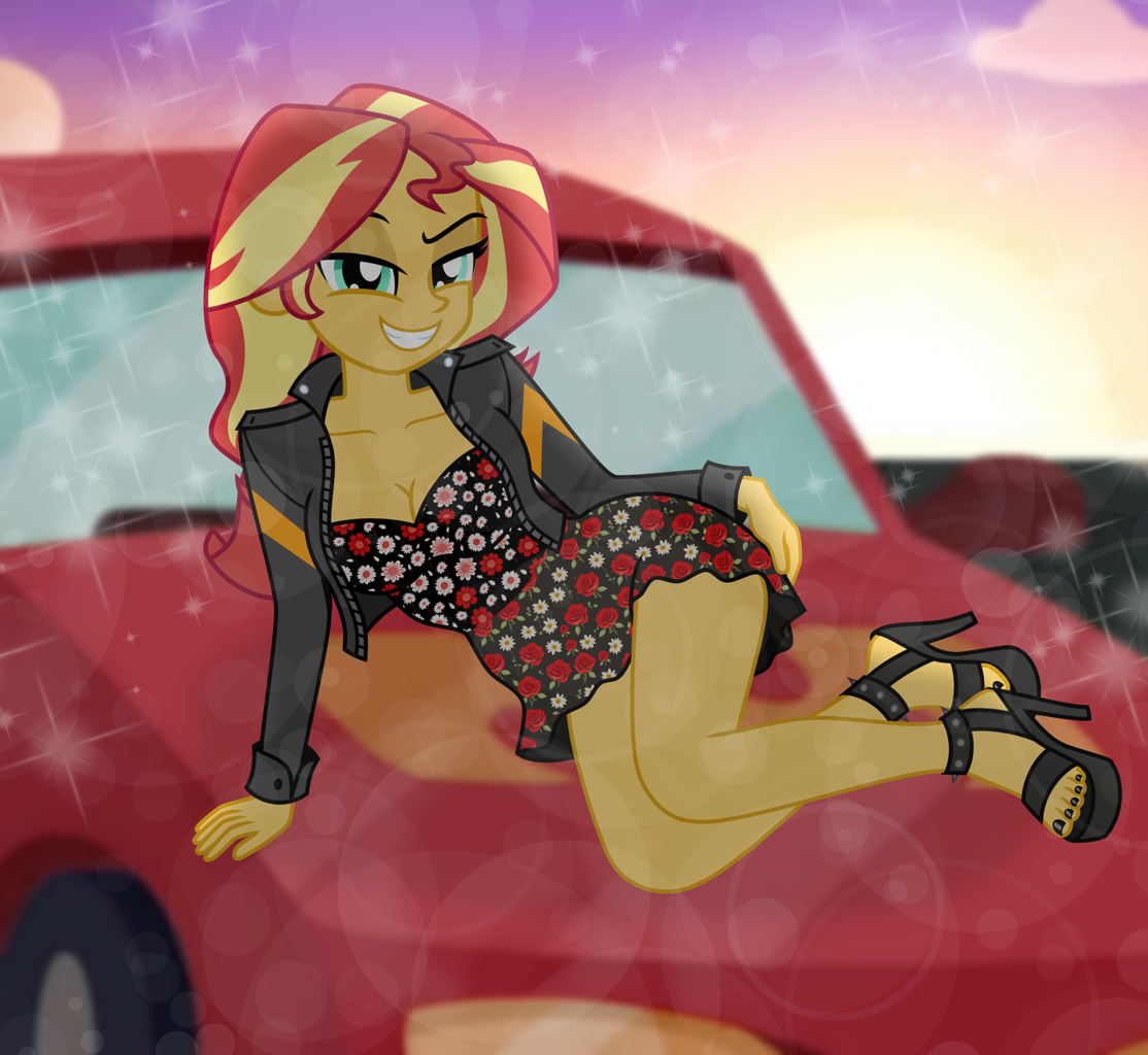 #3680857 - safe, artist:emeraldblast63, sunset shimmer, human, equestria girls, g4, bedroom eyes ...