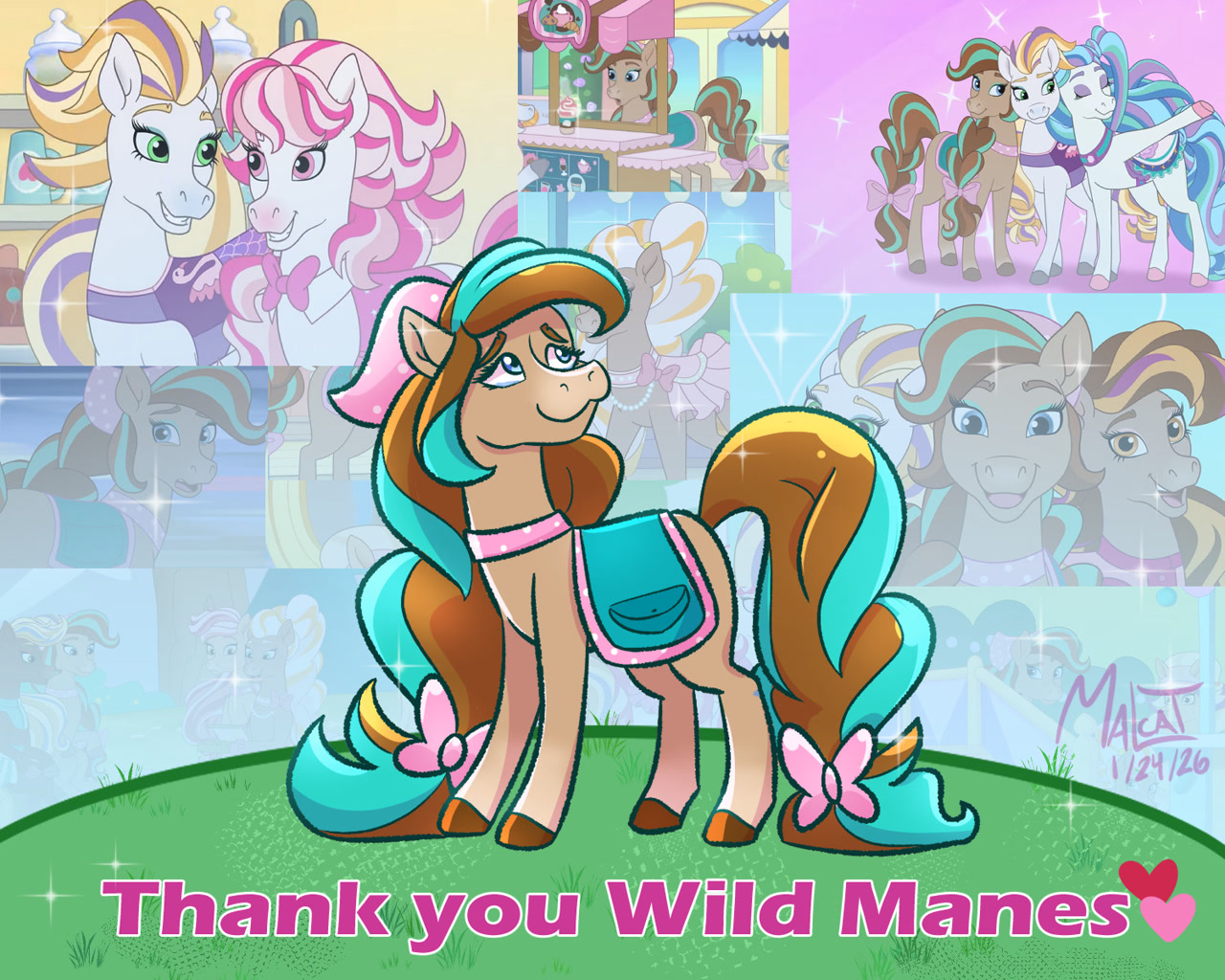 #3752303 - safe, artist:malcat, horse, apron, bailey (wild manes ...