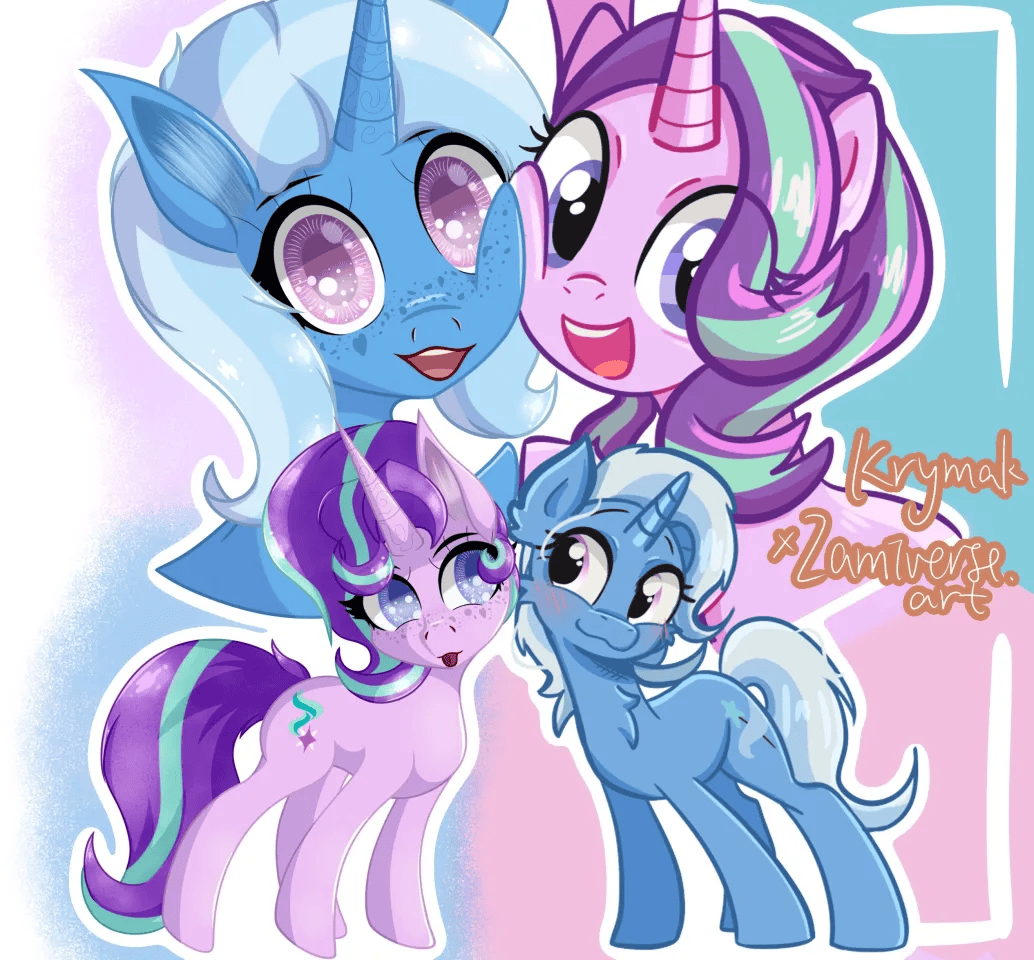 #3753973 - safe, artist:krymak, starlight glimmer, trixie, pony ...