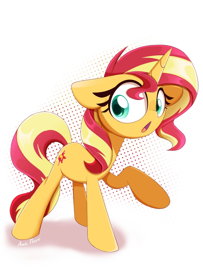 #3802932 - safe, artist:amix flare, sunset shimmer, pony, unicorn, g4 ...
